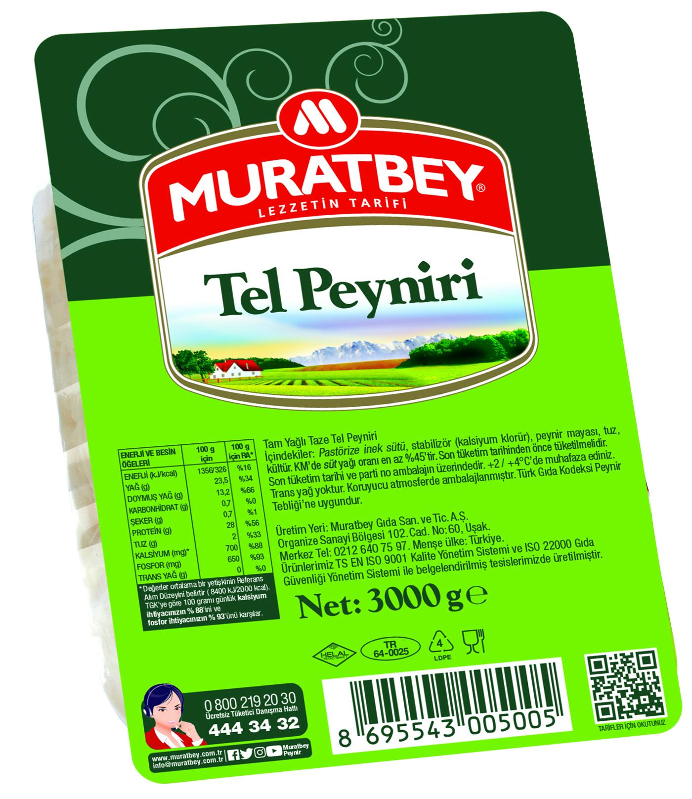Muratbey Tel Peyniri 3000 Gram - 1,101.69 TL + KDV